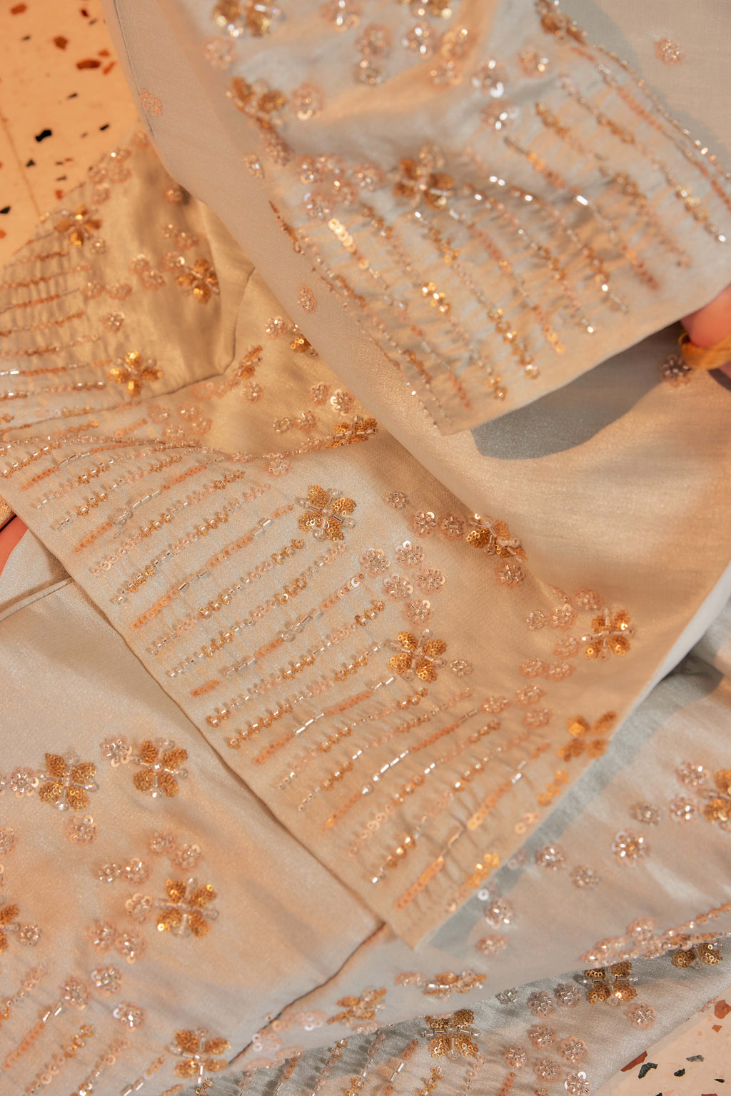 Periwinkle Mint - Bidasari Beaded Bunga Tabur Motif Kebarung (Fully Li ...