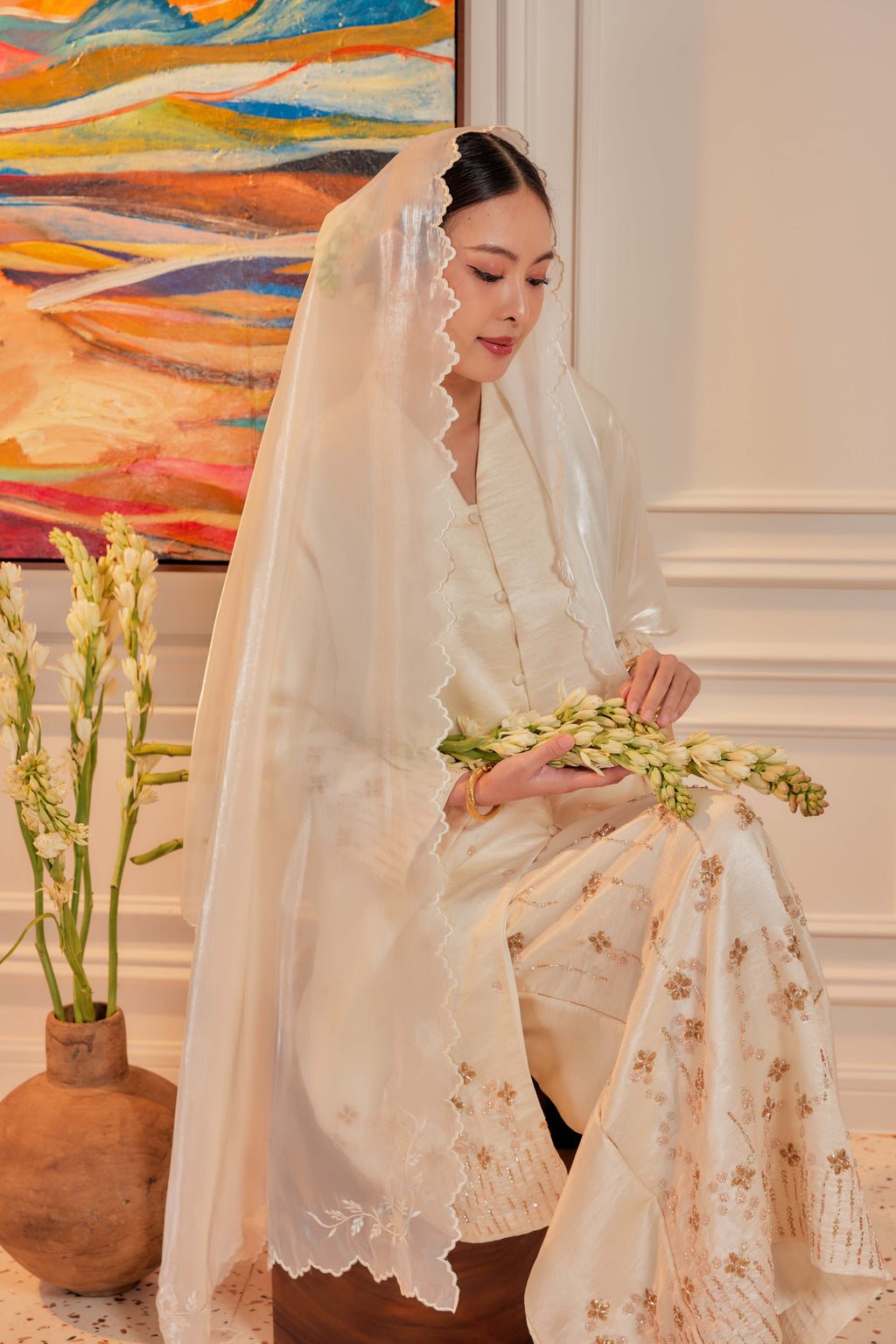 Sea Pearl - Bidasari Beaded Bunga Tabur Motif Kebarung (Fully Lined ...