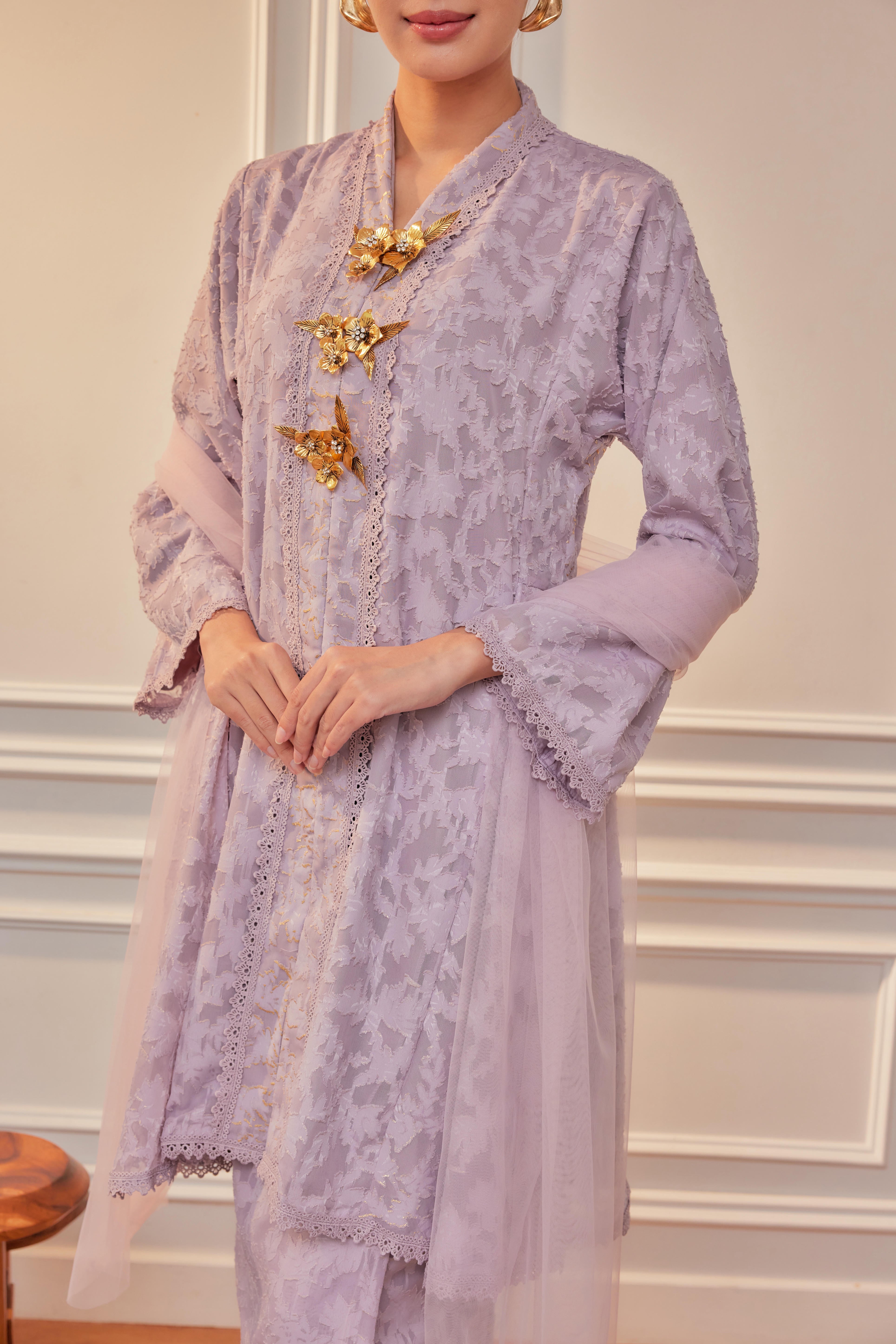 Thistle Purple - Jacquard Lace Kebaya Riau Set (Full Lining) – Caftanist